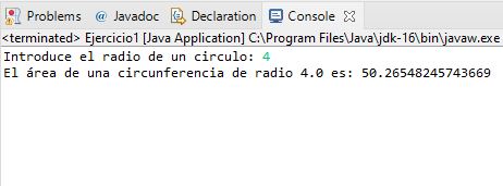 Tutorial en Java: Calcular el área de un círculo, pidiendo el radio de este